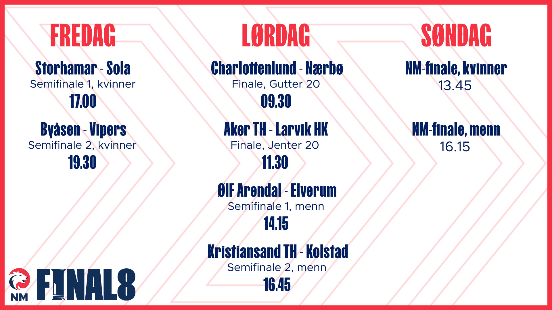 Program og resultater Final8 Arendal 2023 - NM sluttspill håndball ...